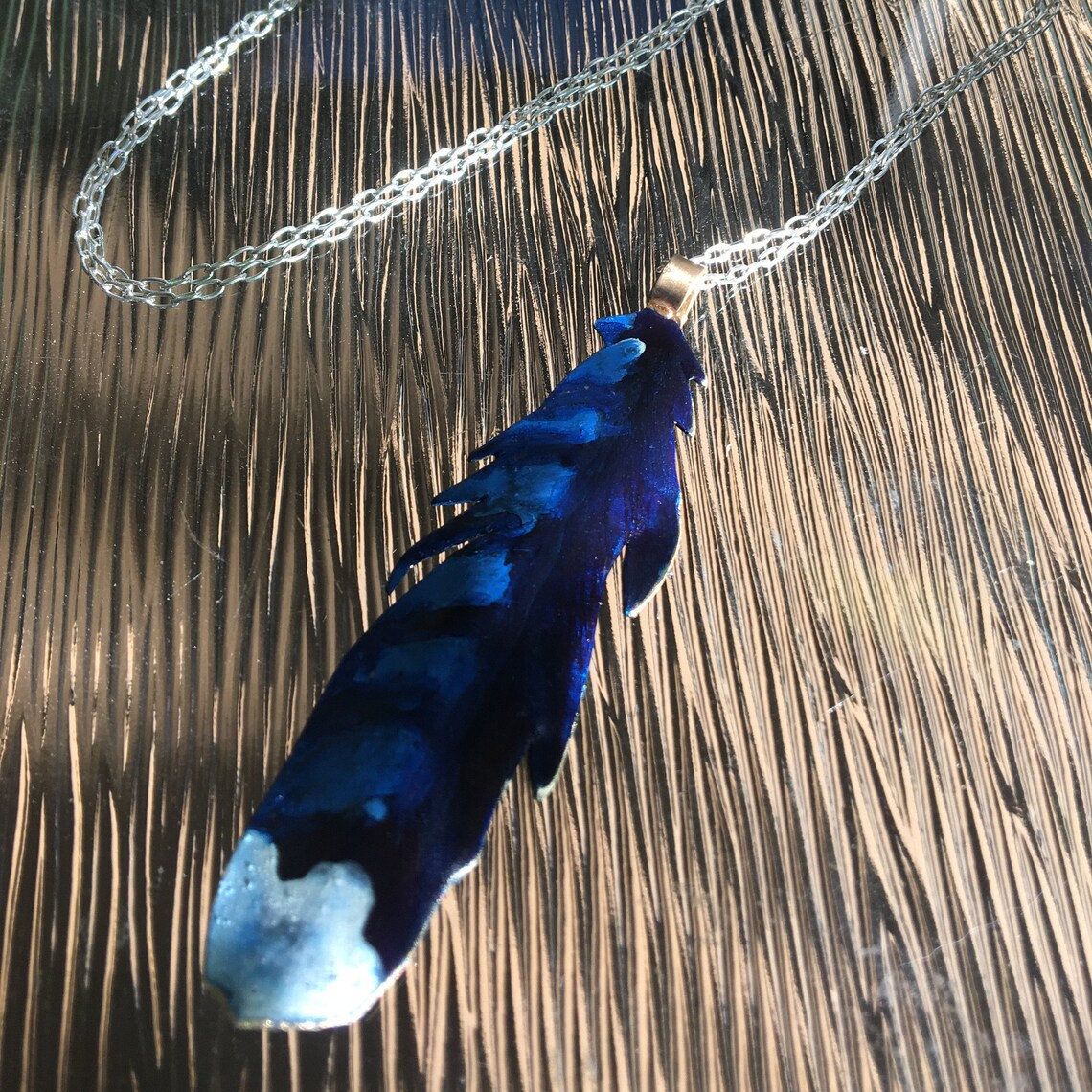 Bluejay Feather Necklace Blue Feather Necklace Memorial - Etsy