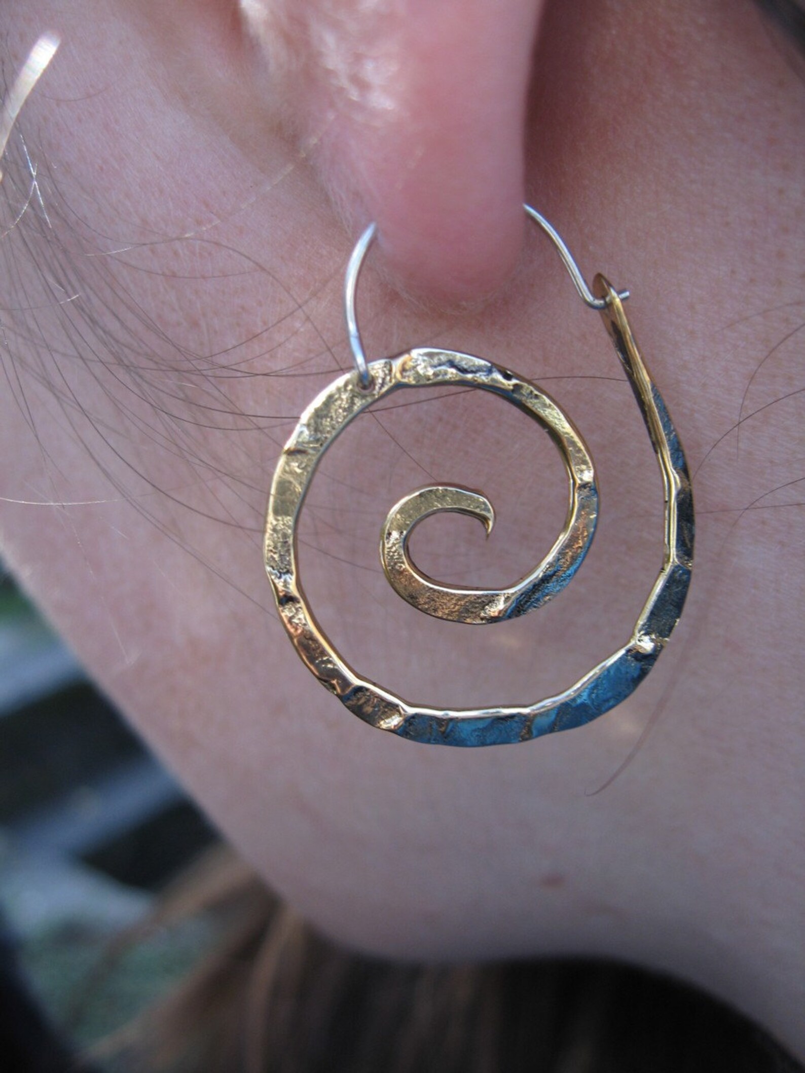 Small Spiral Hoops, Spiral Earrings, Sacred Spiral Jewelry, Swirl Hoops ...