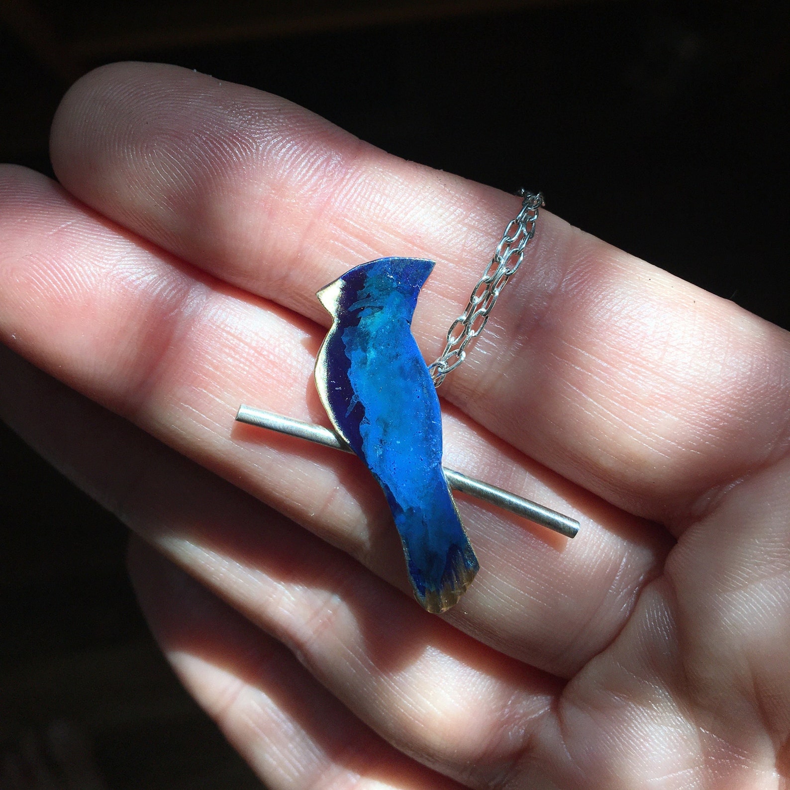 Bluejay Necklace Blue Jay Necklace Blue Jay Pendant Hand | Etsy