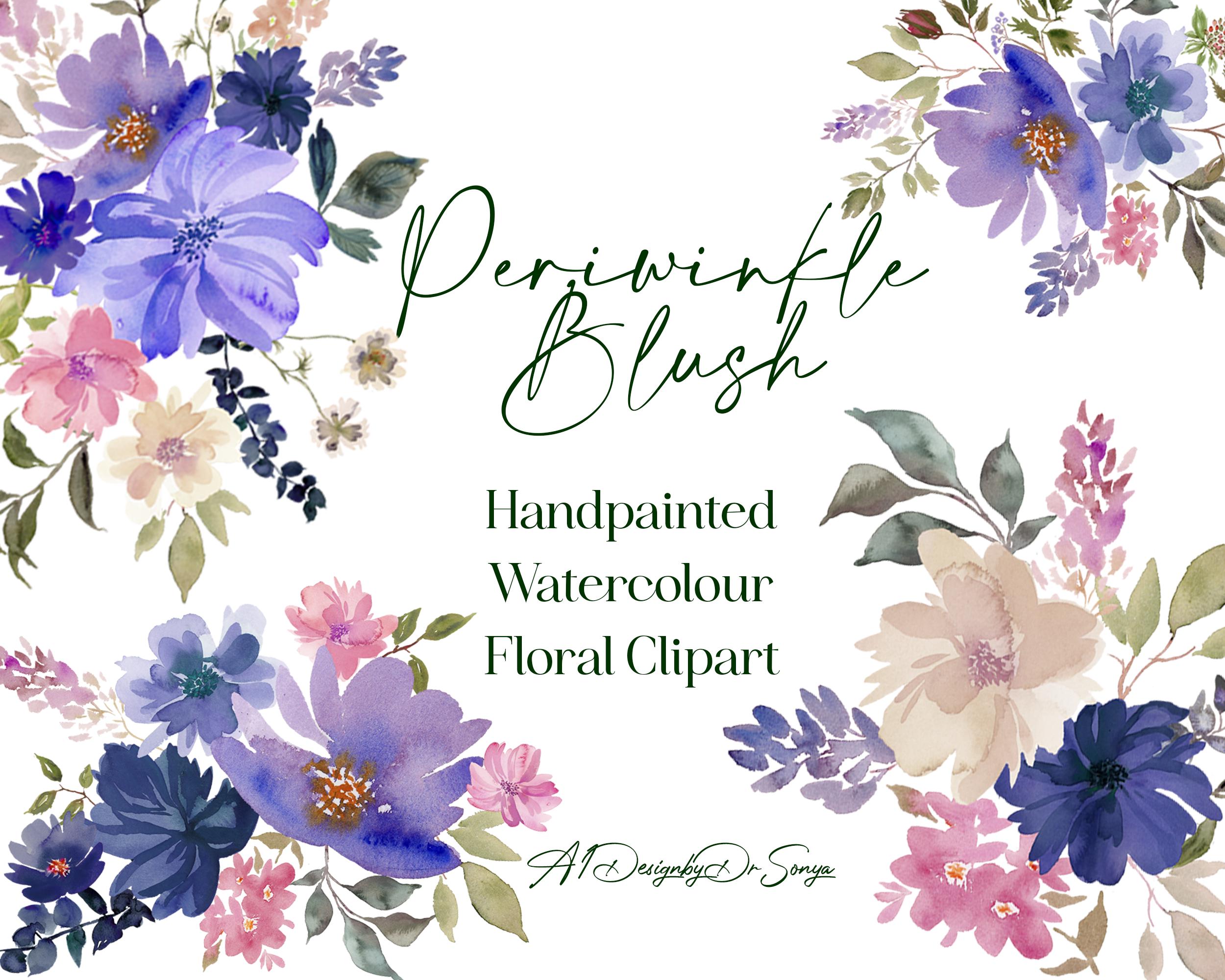 Watercolour Floral Clipart - Periwinkle Blush Floral Collection ...