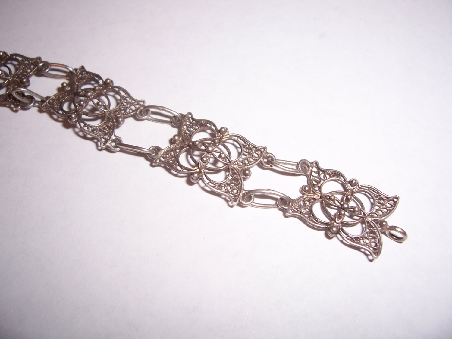 Vintage Sterling Silver Filigree Bracelet - Etsy