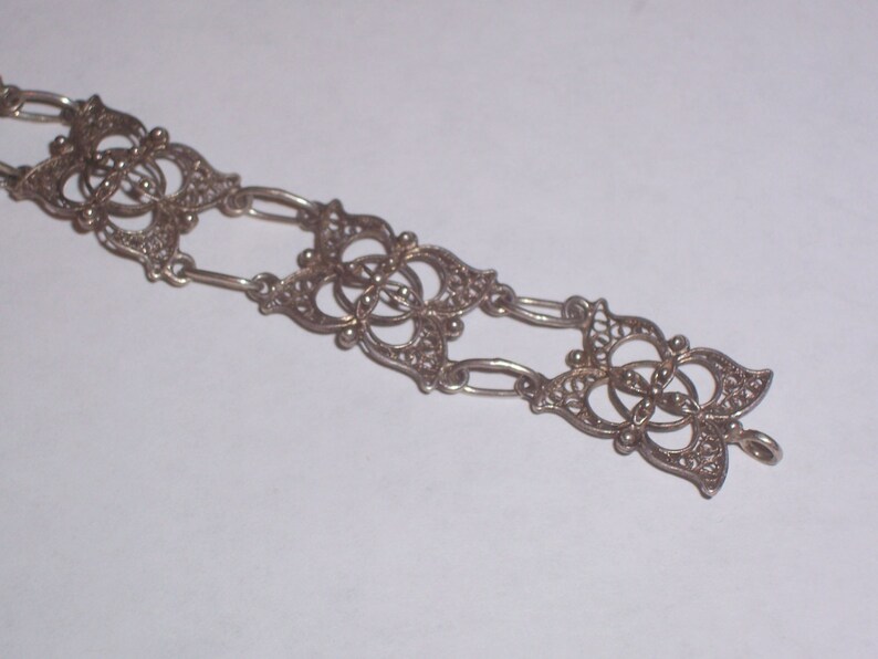 Vintage Sterling Silver Filigree Bracelet - Etsy
