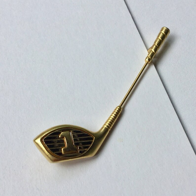 Vintage Golf Club Gold Tone Brooch - Etsy
