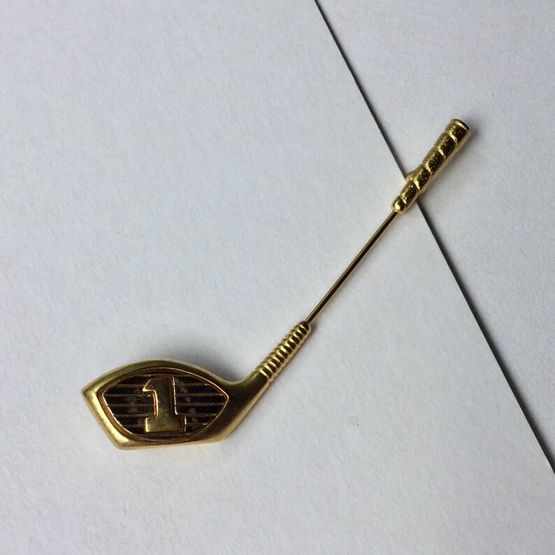 Vintage Golf Club Gold Tone Brooch - Etsy