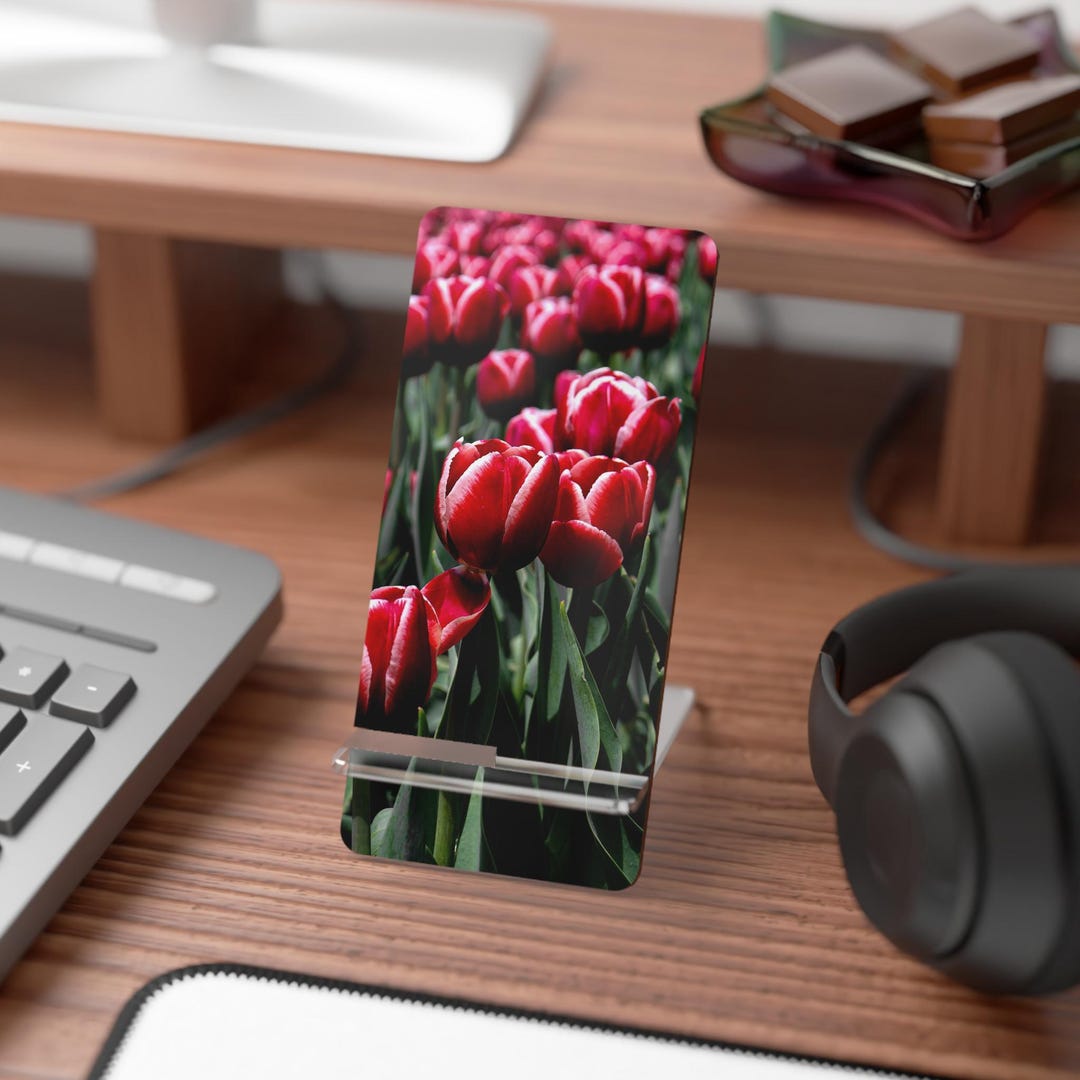 Red Tulip Phone Stand: Floral Desk Organizer, Smartphone Holder - Etsy