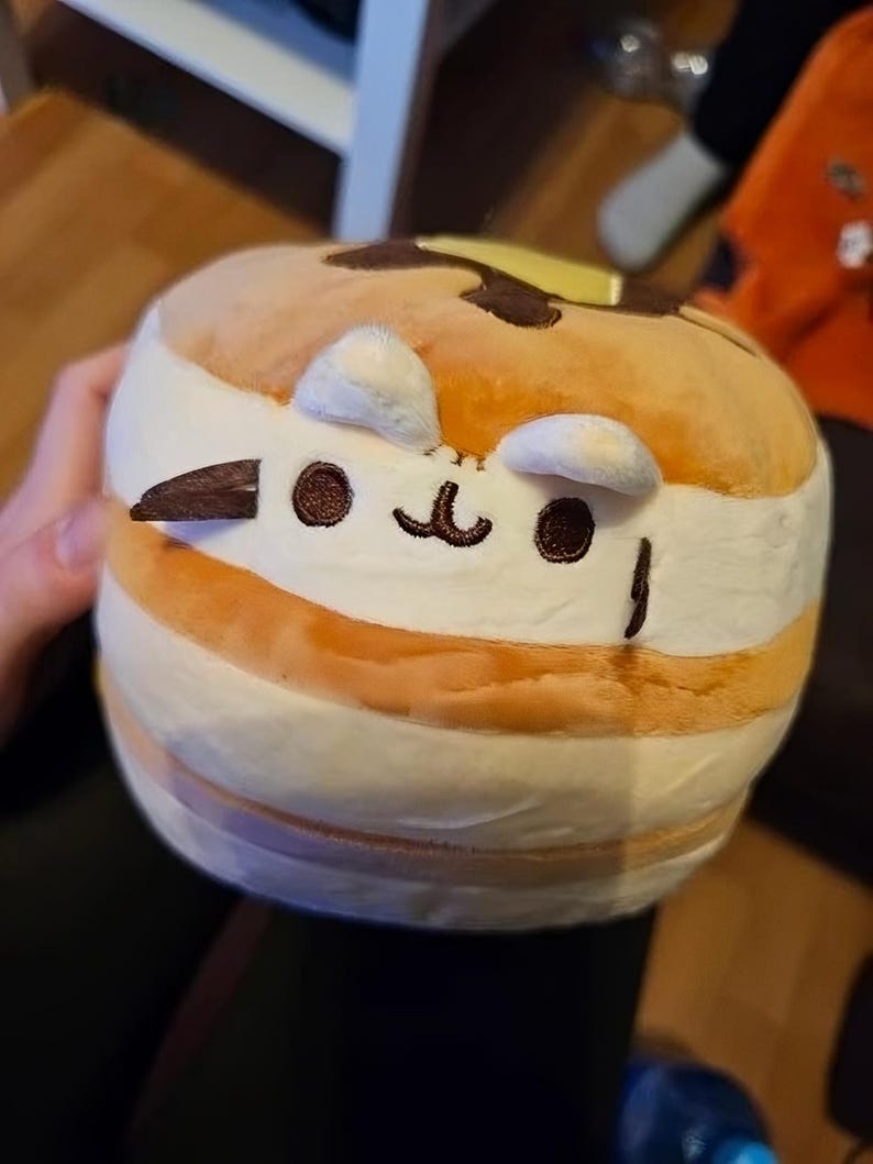 Pancakes Cat Plushie Cute Pusheen Kawaii Food Cat Toy Adorable Cartoon ...