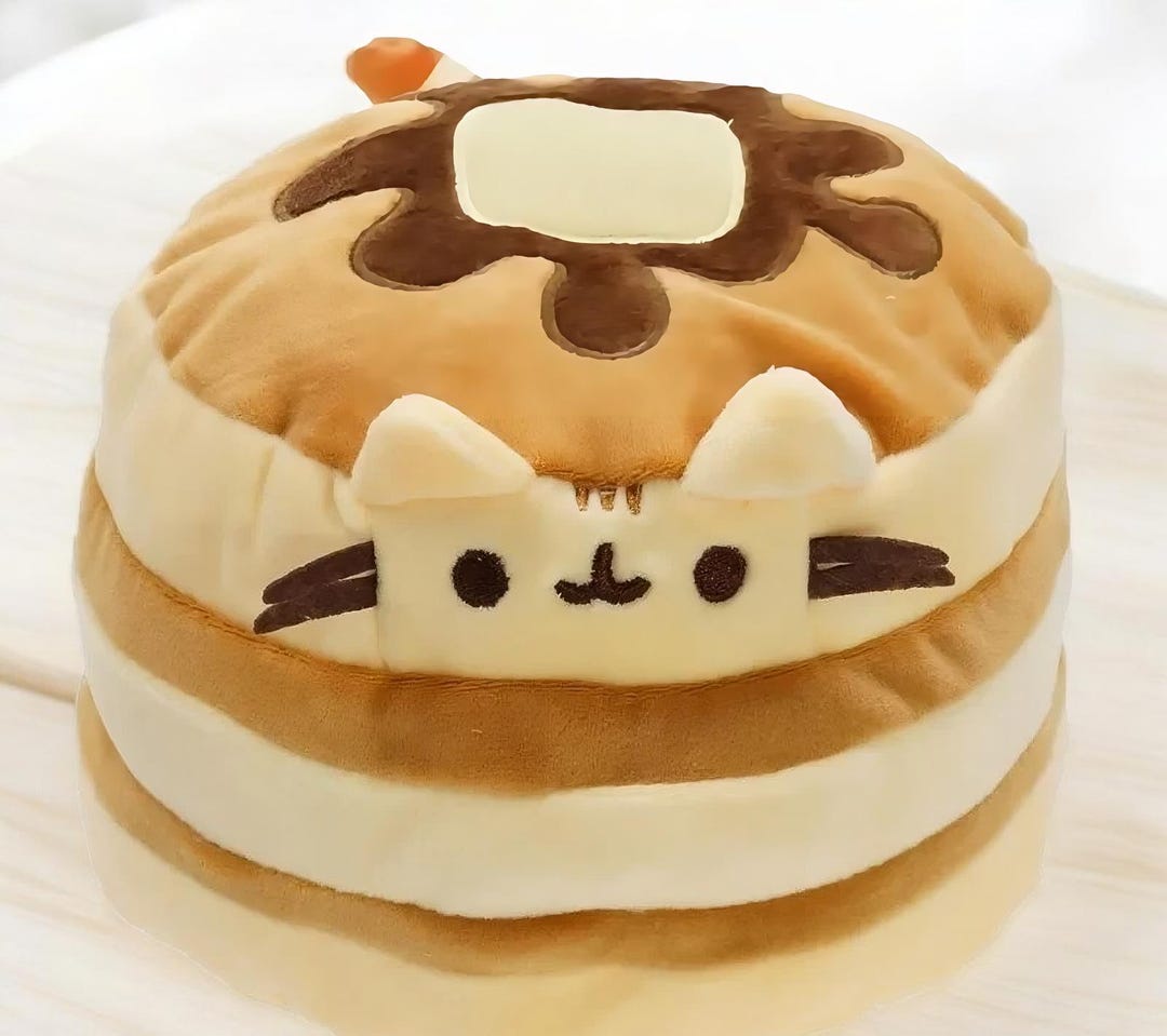 Pancakes Cat Plushie Cute Pusheen Kawaii Food Cat Toy Adorable Cartoon ...