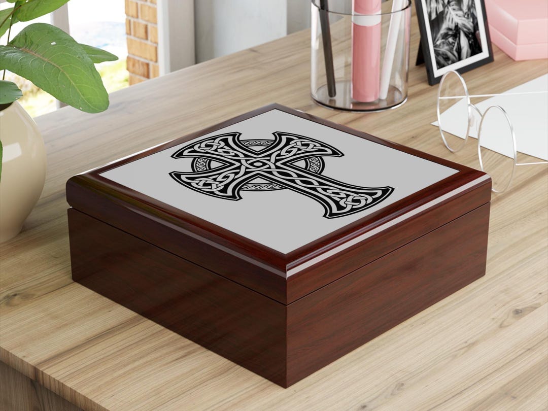 Celtic Cross Rubberwood Jewelry Box: Glossy Keepsake Organizer - Etsy