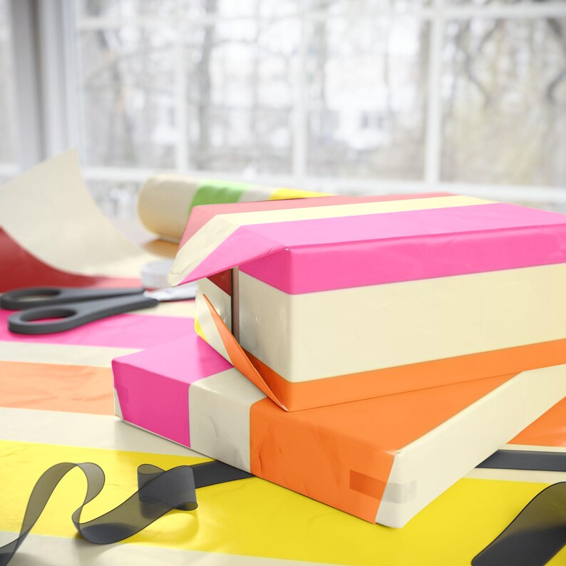 Wrapping Papers, 80s Retro Colors Design Gift Wrap, Christmas Wrapping ...