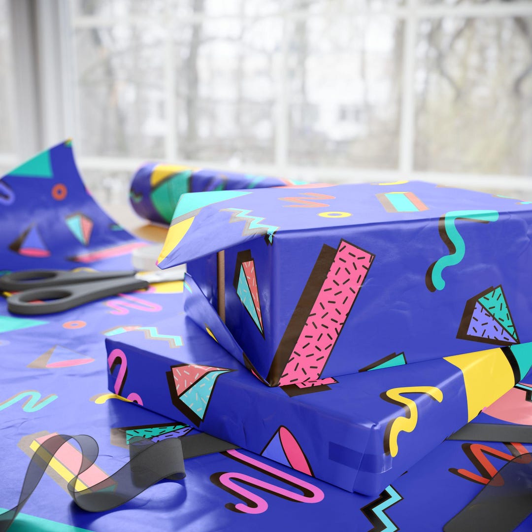 Wrapping Papers, Fun 80s Vibe Gift Wrap for Birthdays, Parties ...
