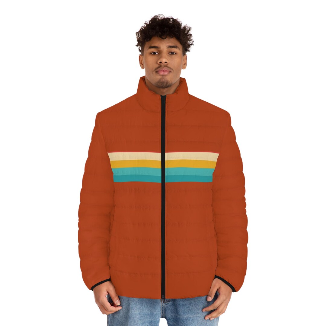 Puffer Jacket Rust, 80s Retro Colors for Men, Winter, Fall Coat ...