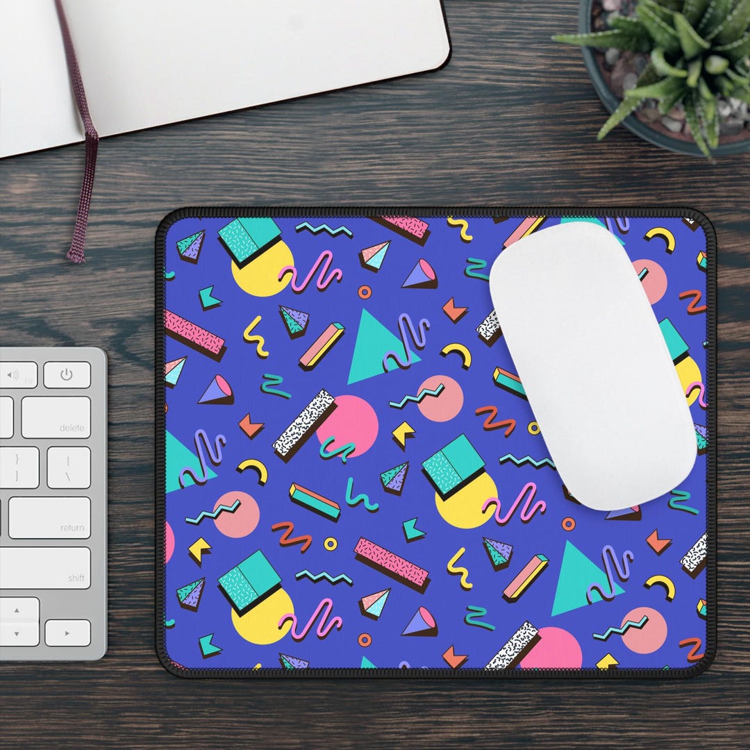 Retro Geometric Vibrant Gaming Mouse Pad | Colorful 80s-inspired Desk ...