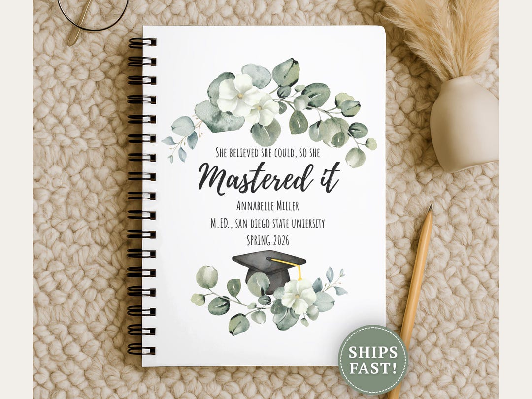 Master's Graduation Notebook, Personalized Master's Graduation Gift for ...