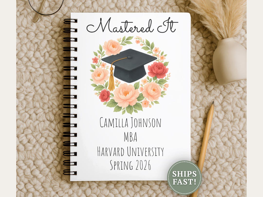 Personalized Master's Graduation Notebook, Master's Degree Graduation ...