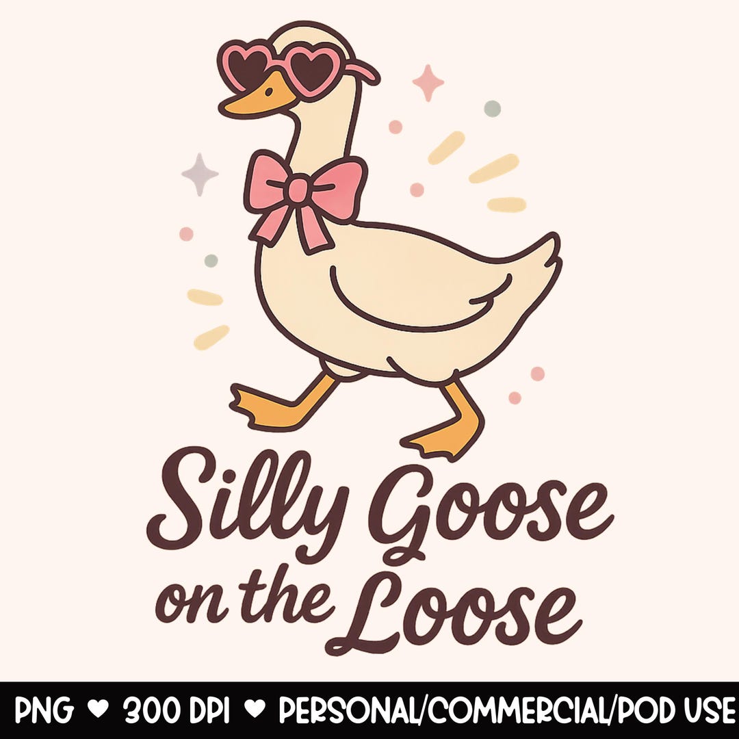 Silly Goose on the Loose PNG, Cute Goose Clipart With Bow and ...