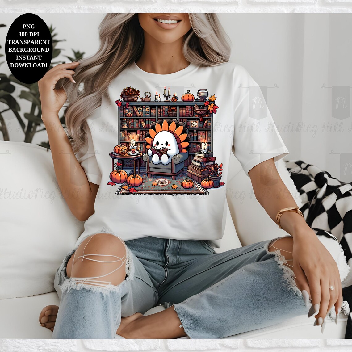 Cute Turkey Ghost Reader Png Thanksgiving Ghost Png Clipart Autumn ...