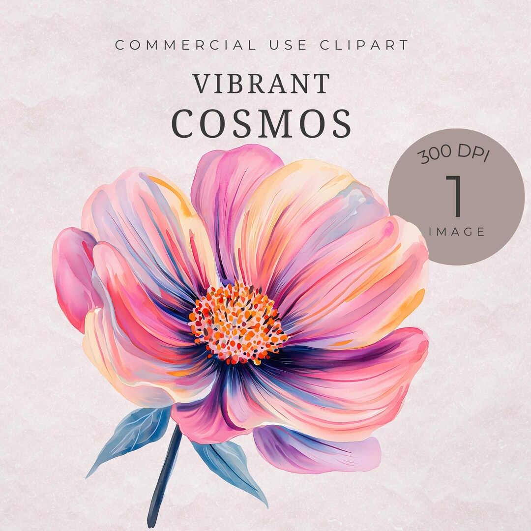 Cosmos Clipart PNG, Watercolor Pastel Floral PNG, Floral Crafting Image ...