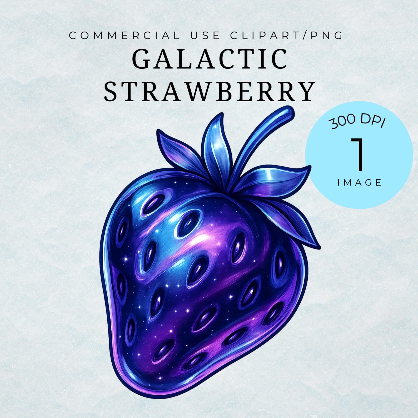Galactic Metallic Strawberry Clipart, Blue & Purple Fantasy Cosmic ...