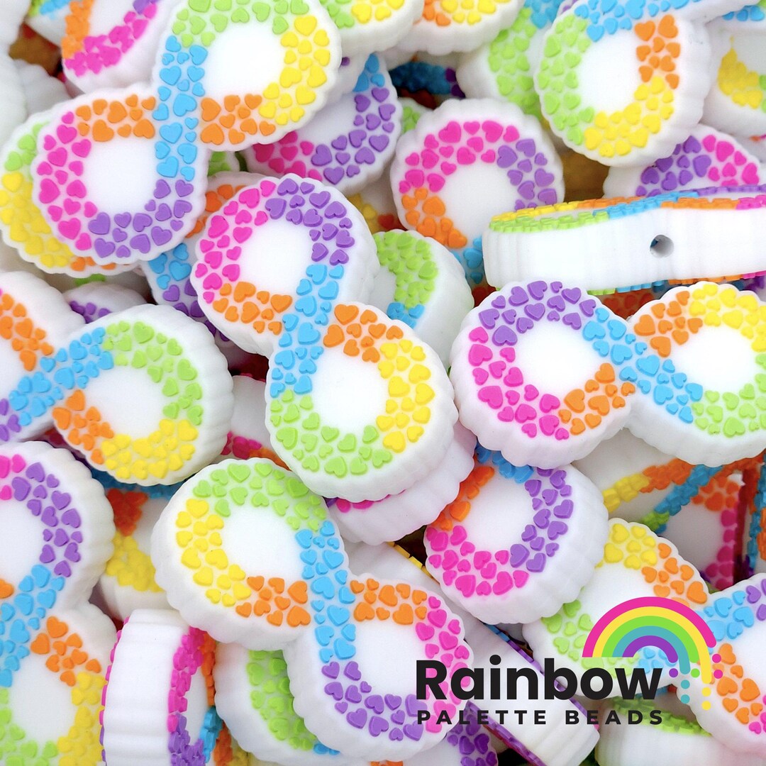 Rainbow Heart Infinity Sign Exclusive Silicone Focal Beads ...