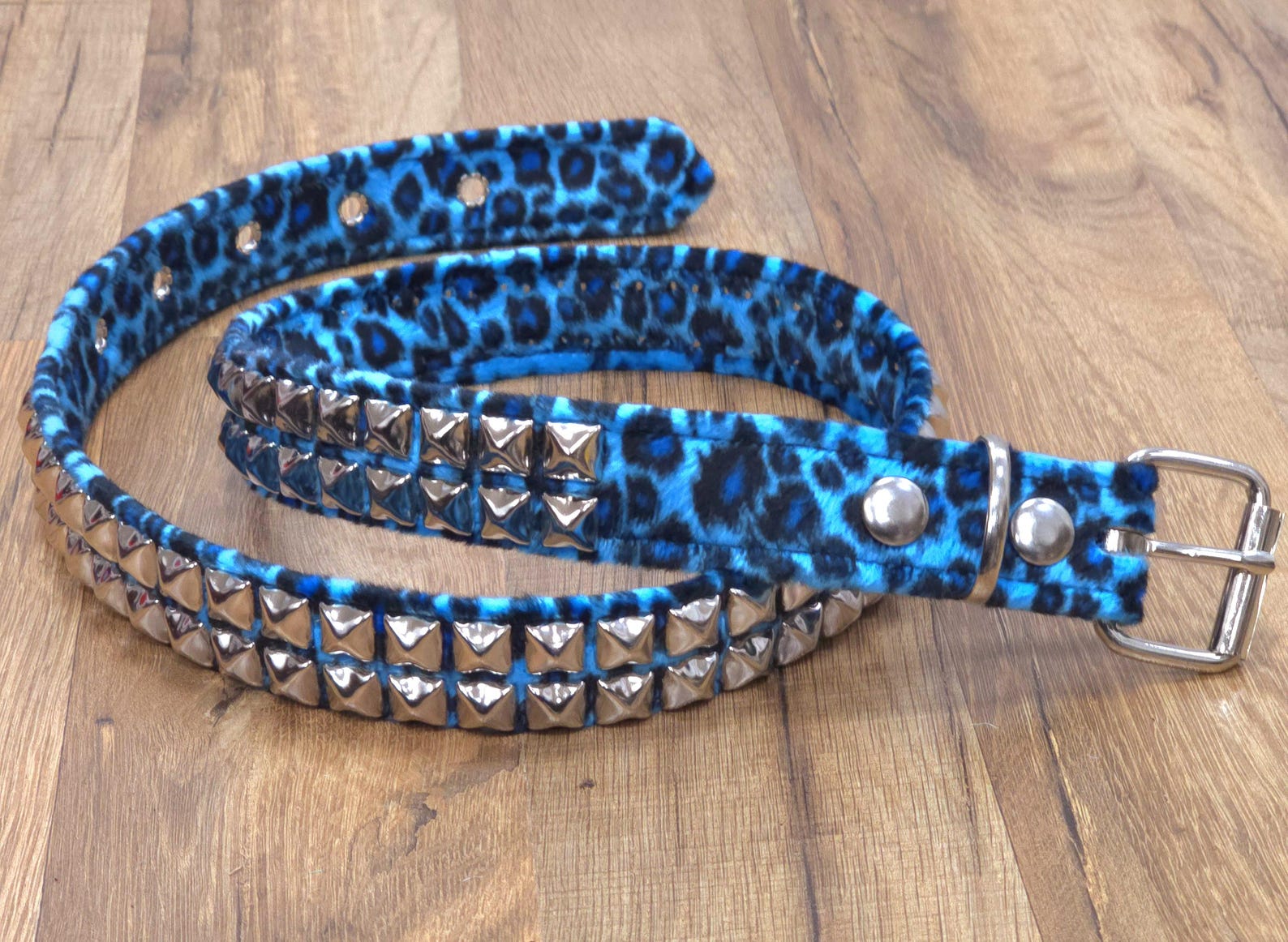 Leopard Cheetah Double Pyramid Studded Belt Punk Goth Rock Style ...