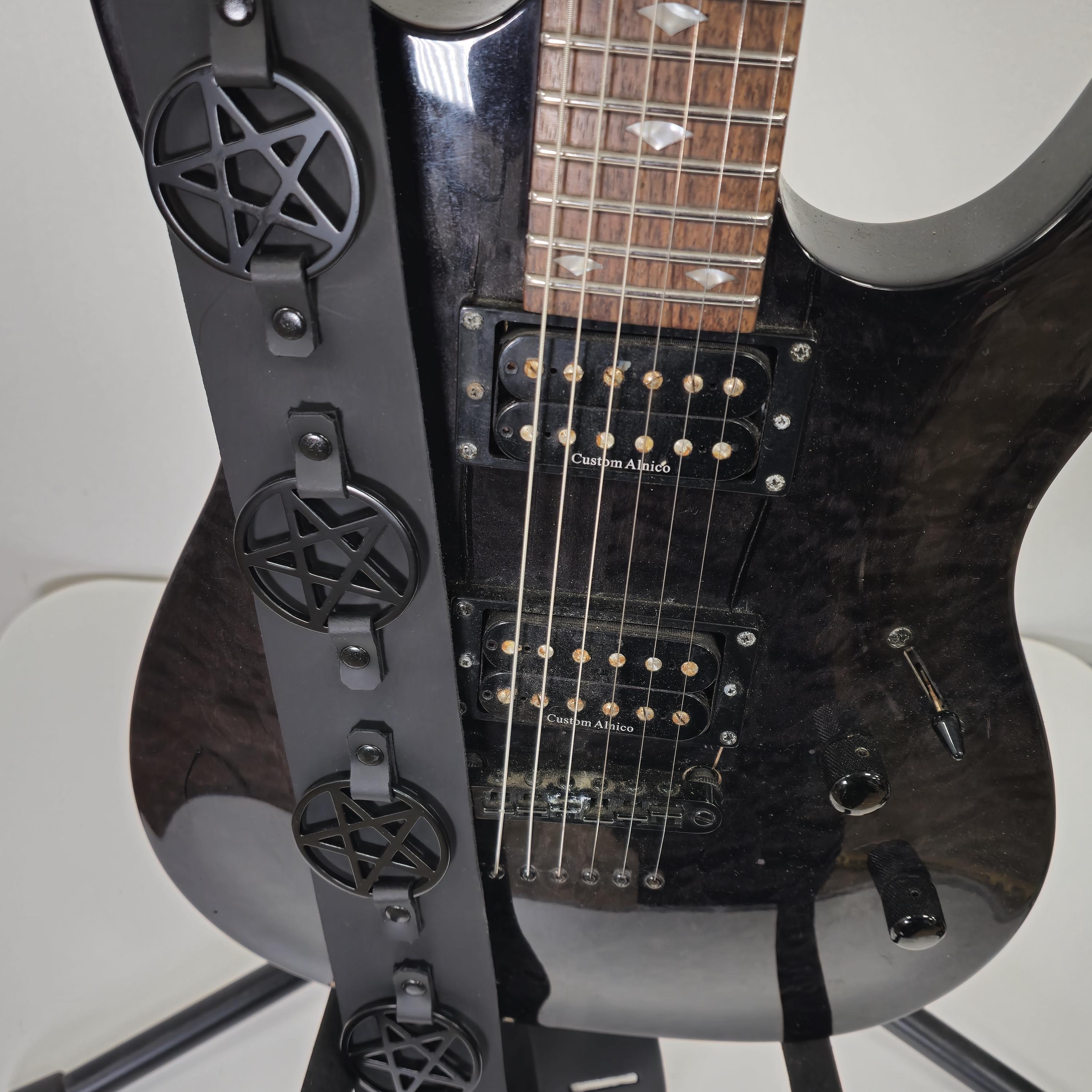 Black Devils Pentagram Guitar Strap Genuine Cowhide Leather English ...