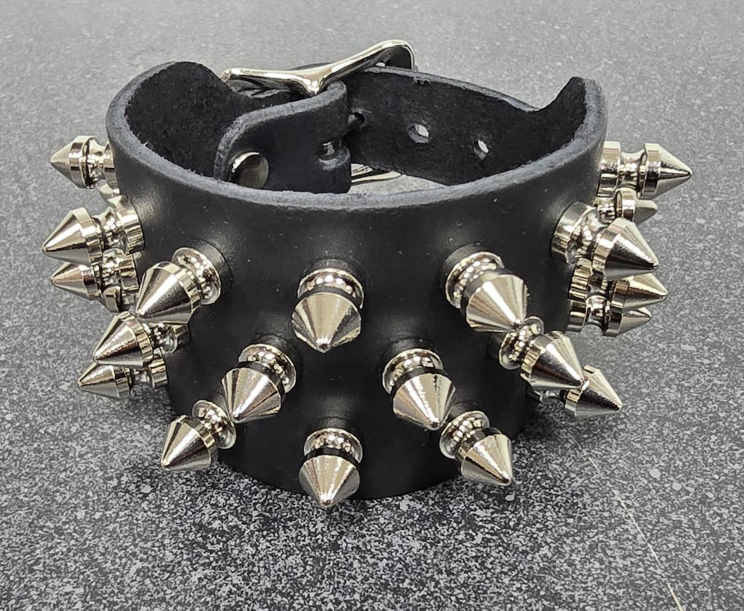 Three Row Small Spike Cuff Buckle Punk Rock Goth Bracelet Buckle Back ...