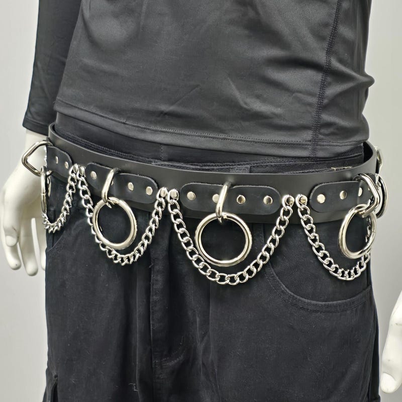 Punk Leather Belt Chains - Etsy