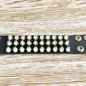 UK77 Long Cone Studded Cuff Punk Rock Goth Bracelet Stud Cuff Wristband ...