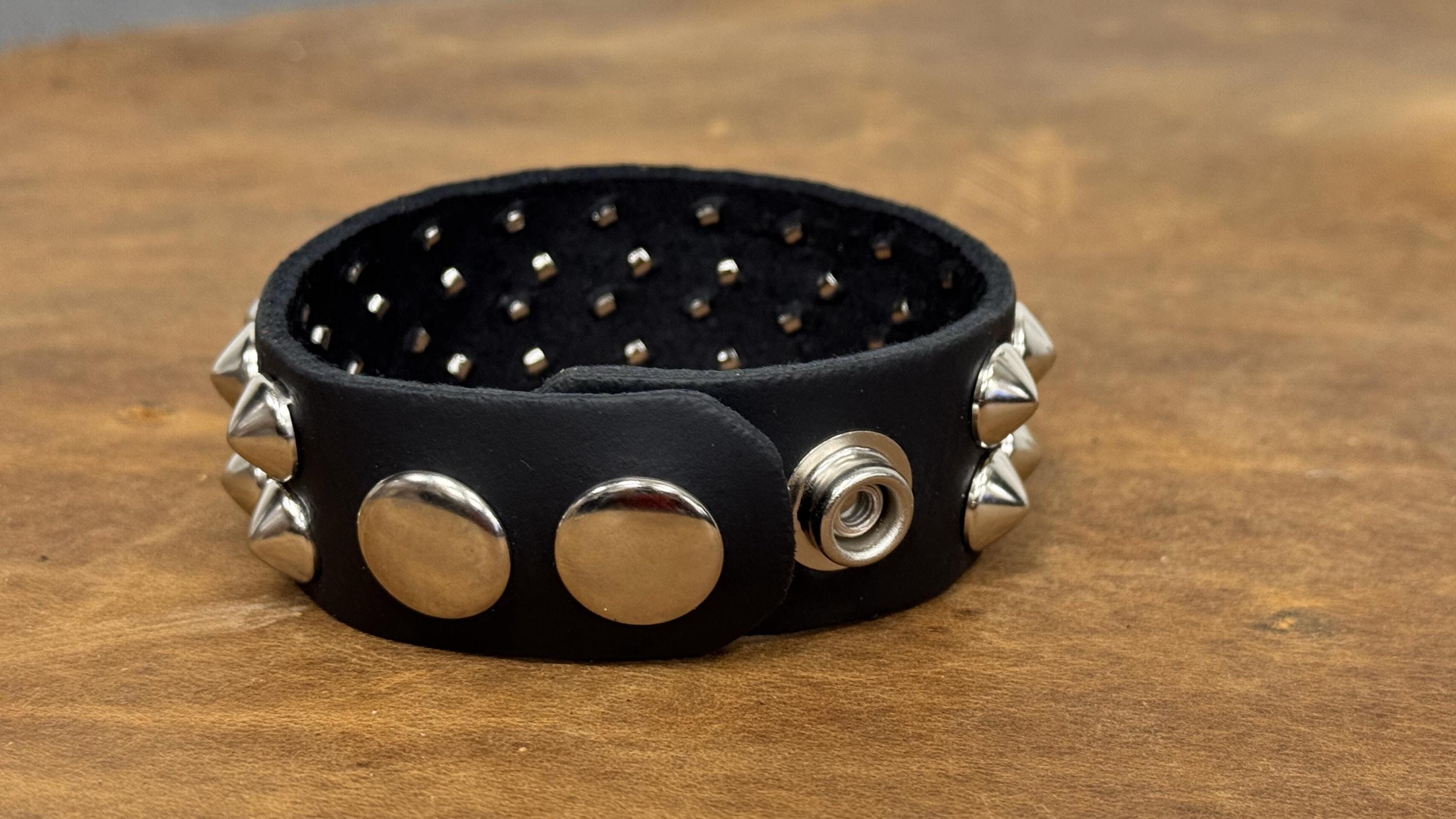 Two Row Small Conical Studded Cuff Buckle Punk Rock Goth Bracelet - Etsy