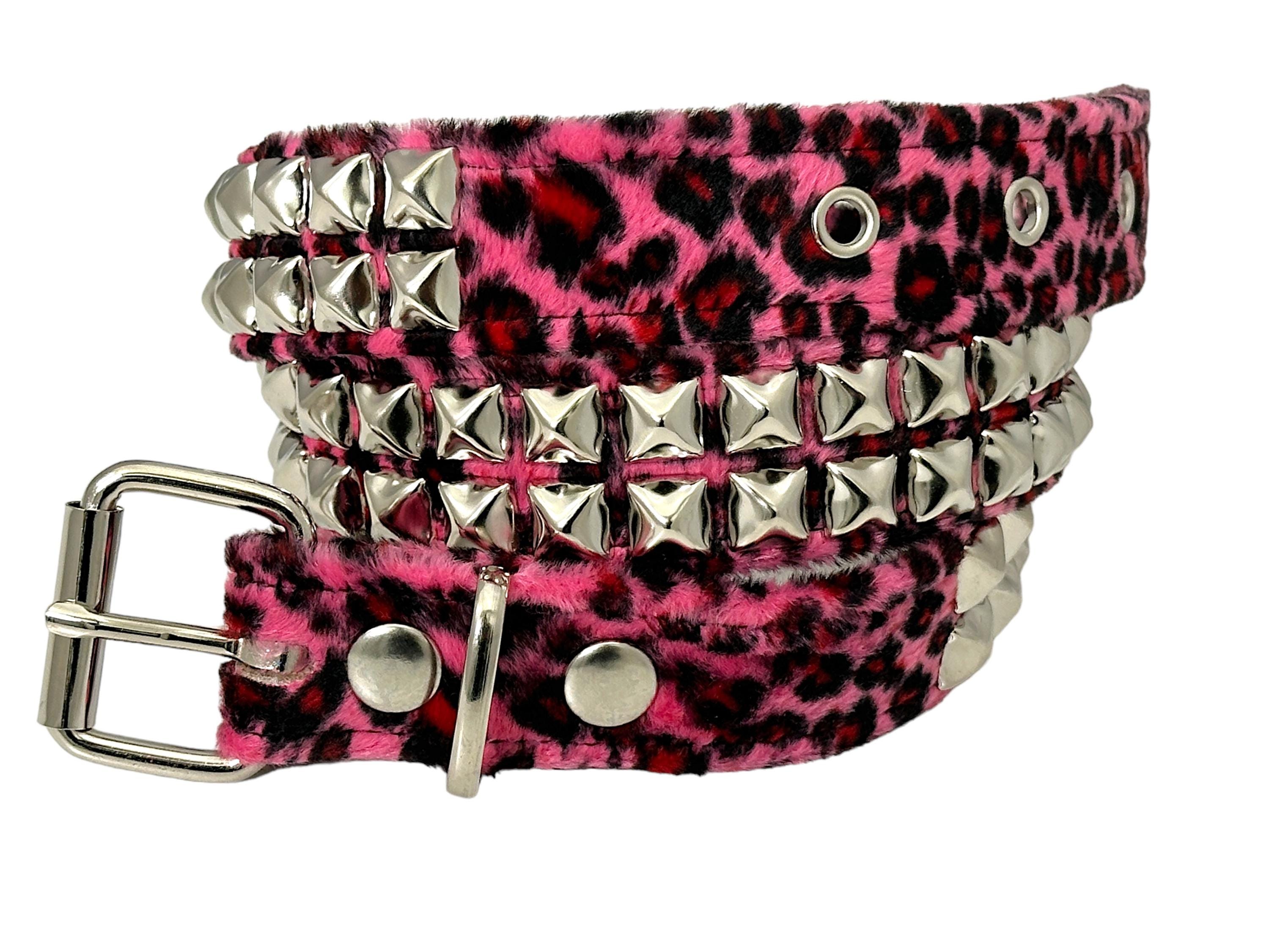 Leopard Cheetah Double Pyramid Studded Belt Punk Goth Rock Style ...