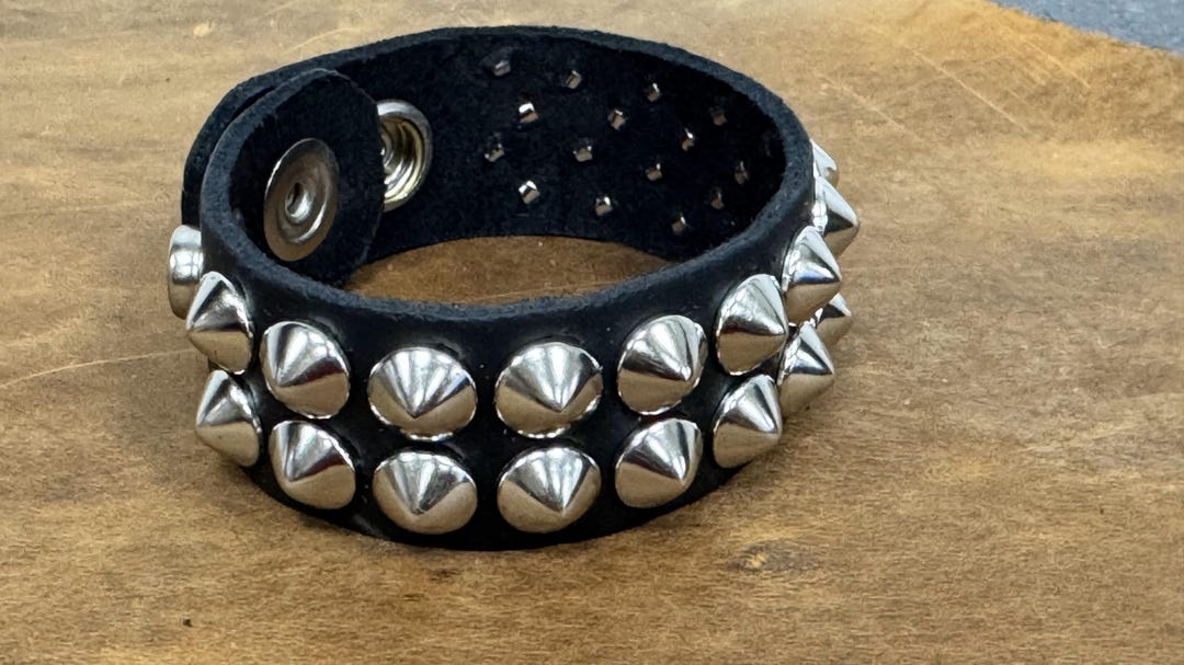 Two Row Small Conical Studded Cuff Buckle Punk Rock Goth Bracelet - Etsy