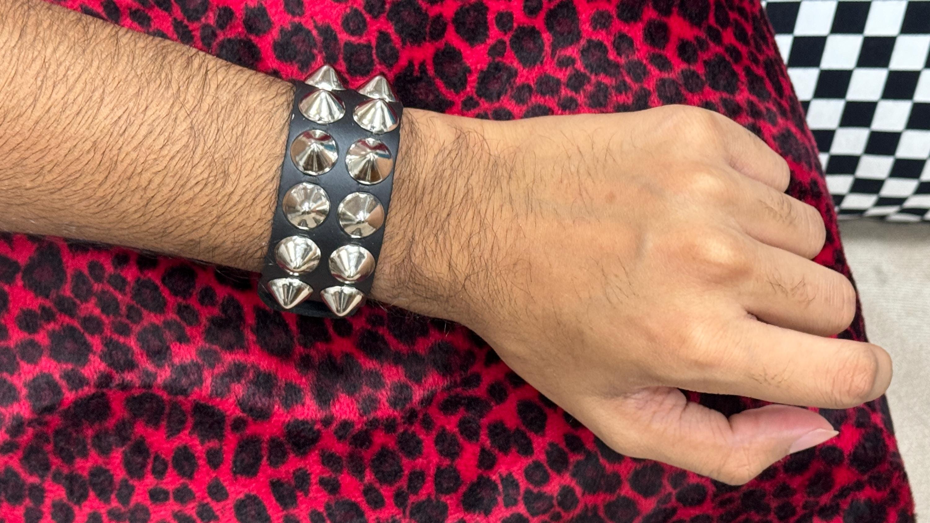 Two Row Small Conical Studded Cuff Buckle Punk Rock Goth Bracelet - Etsy