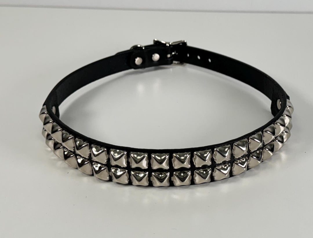 Studded Hat Band Double Row Pyramid Leather Lace Pyramid Stud Round ...