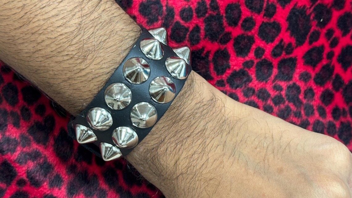 Two Row Small Conical Studded Cuff Buckle Punk Rock Goth Bracelet - Etsy