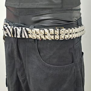 Leopard Cheetah Double Pyramid Studded Belt Punk Goth Rock Style ...