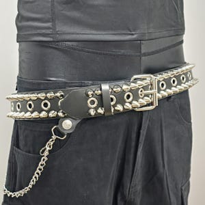 Two Row Conehead Studded UK77 Grommet Punk Rock Genuine Leather Belt ...