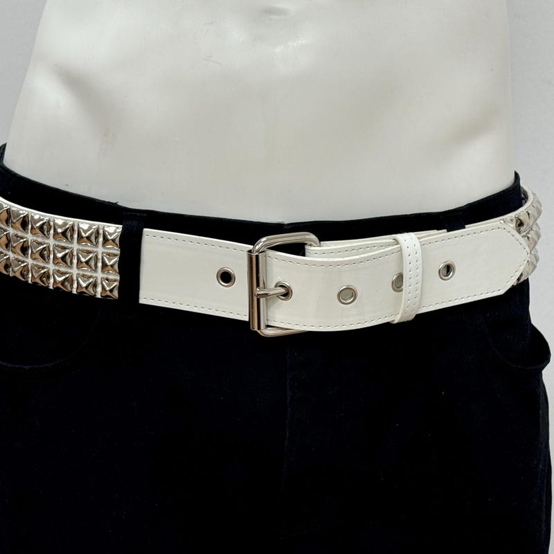 Vegan Leather Belt White - Etsy