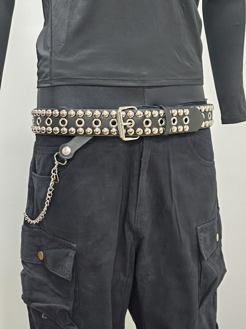Studded Grommet Leather Belt: Punk Rock Style, USA Made - Etsy