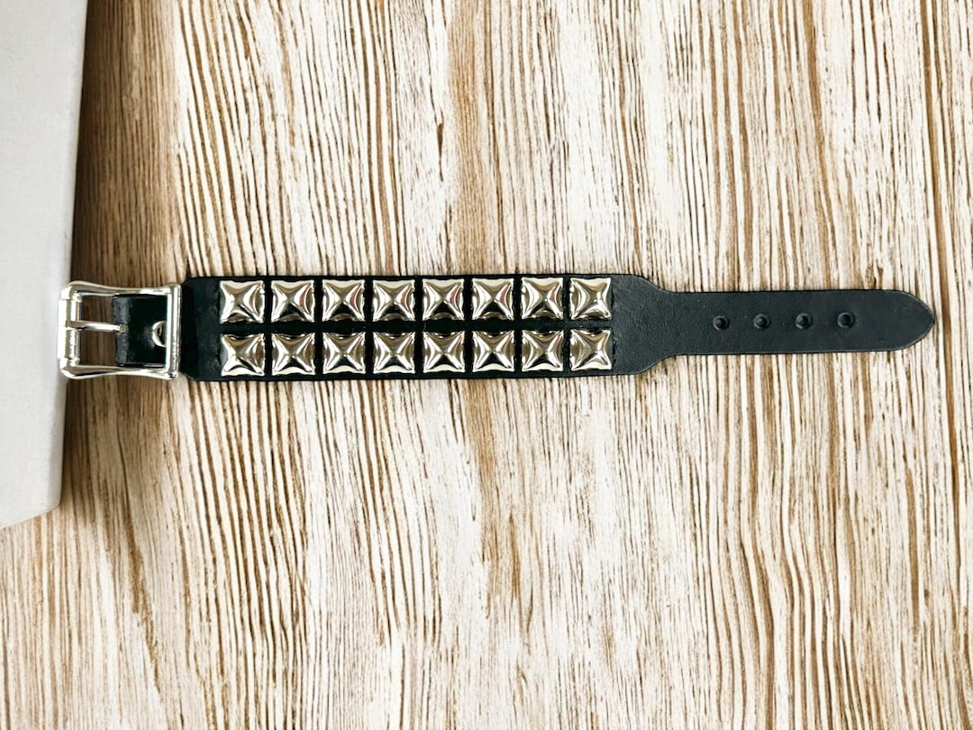 Two Row 1/2" Pyramid Studded Cuff Buckle Punk Rock Goth Bracelet - Etsy