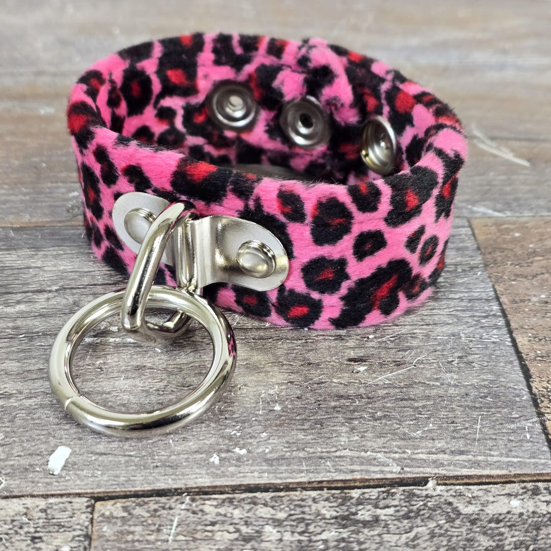 Bondage Cuff Semi Furry Leopard Fuzzy Fabric Bonded Leather Animal ...