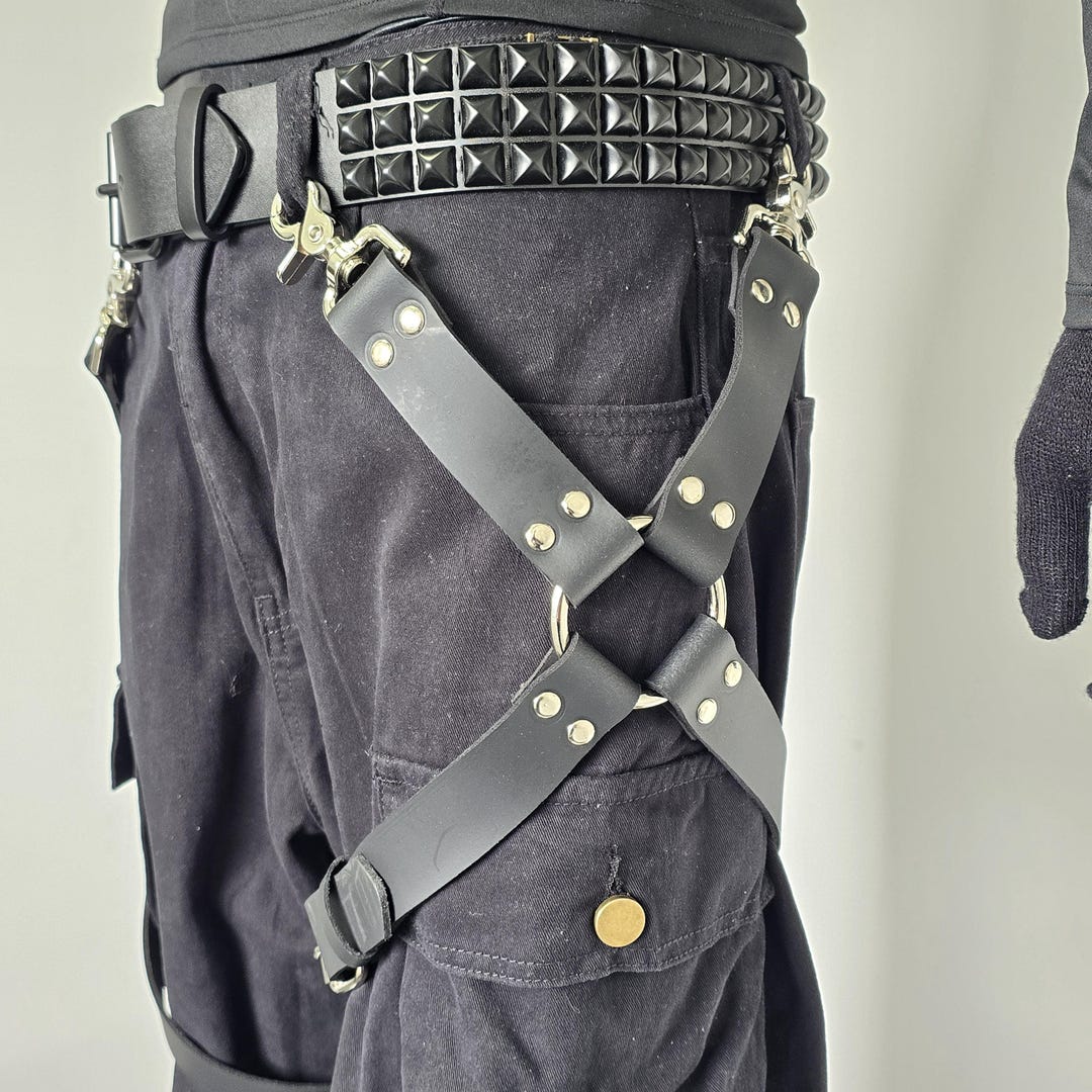 Black Leather Thigh Harness: Punk Goth Rock Genuine or Vegan Leather - Etsy