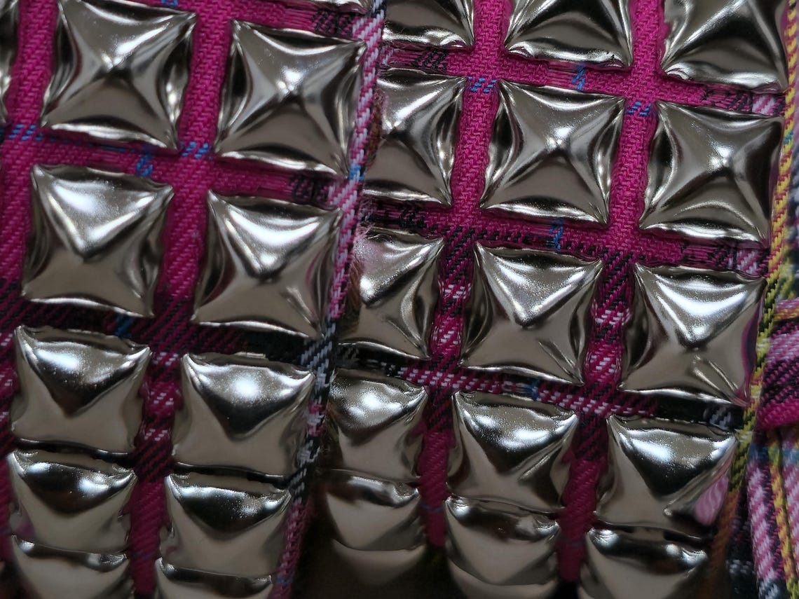 Pink British Punk Plaid Pyramid Studded Belt: Punk Rock Roller Buckle ...