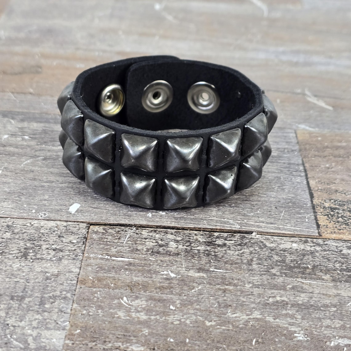 Black Leather Studded Bracelet: Punk Goth Pyramid Cuff - Etsy