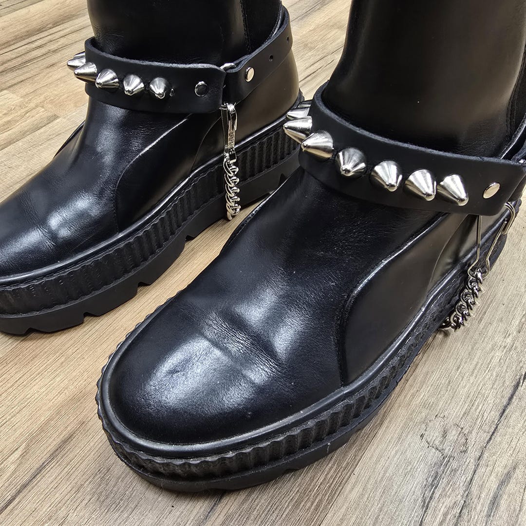 Cone Studded Leather Boot Strap: Punk Goth Shoe Harness - Etsy