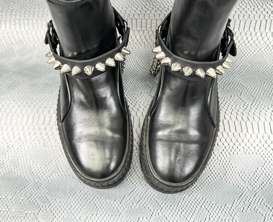 Studded Spike Leather Boot Straps: Punk Goth Shoe Harness - Etsy