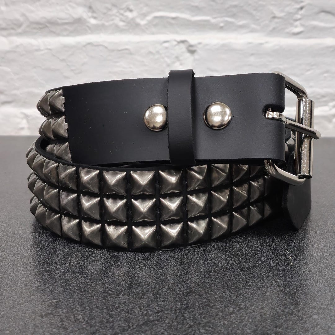 Antique Silver Pyramid Studded Leather Belt: UK Punk Rock Style - Etsy