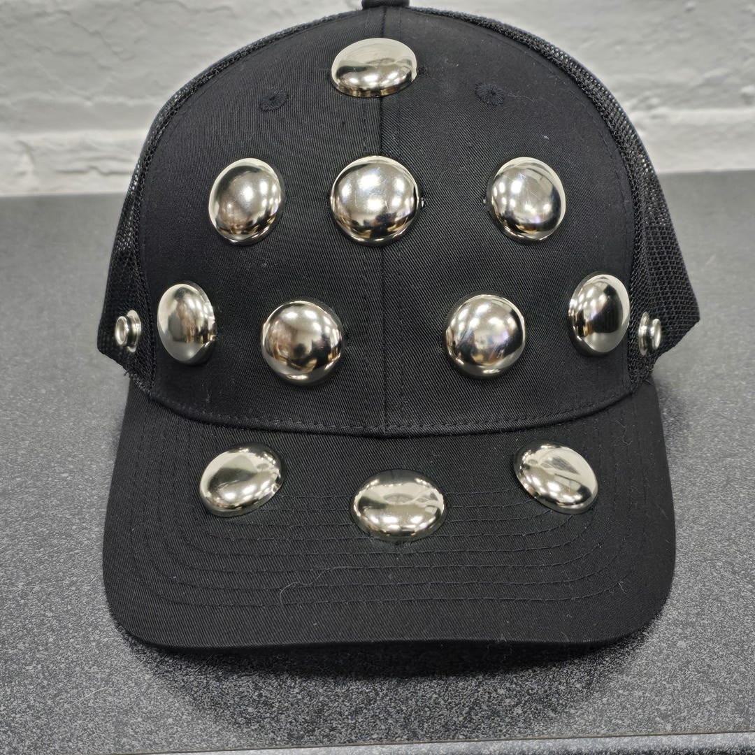 Jumbo Dome Steel Round Studded Baseball Cap Punk Goth Alternative Style ...