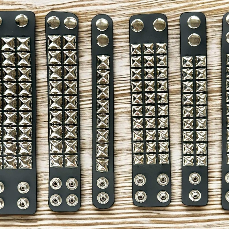 White Leather Stud Bracelet - Etsy