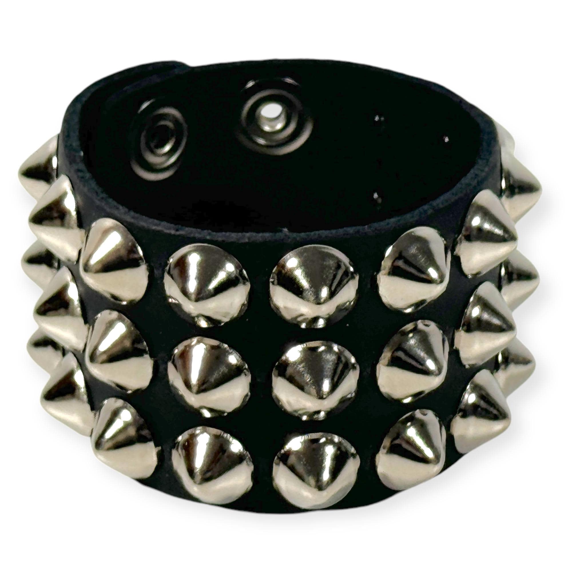 Three Row Large 1/2" Conical Studded Cuff Buckle Punk Rock Goth ...