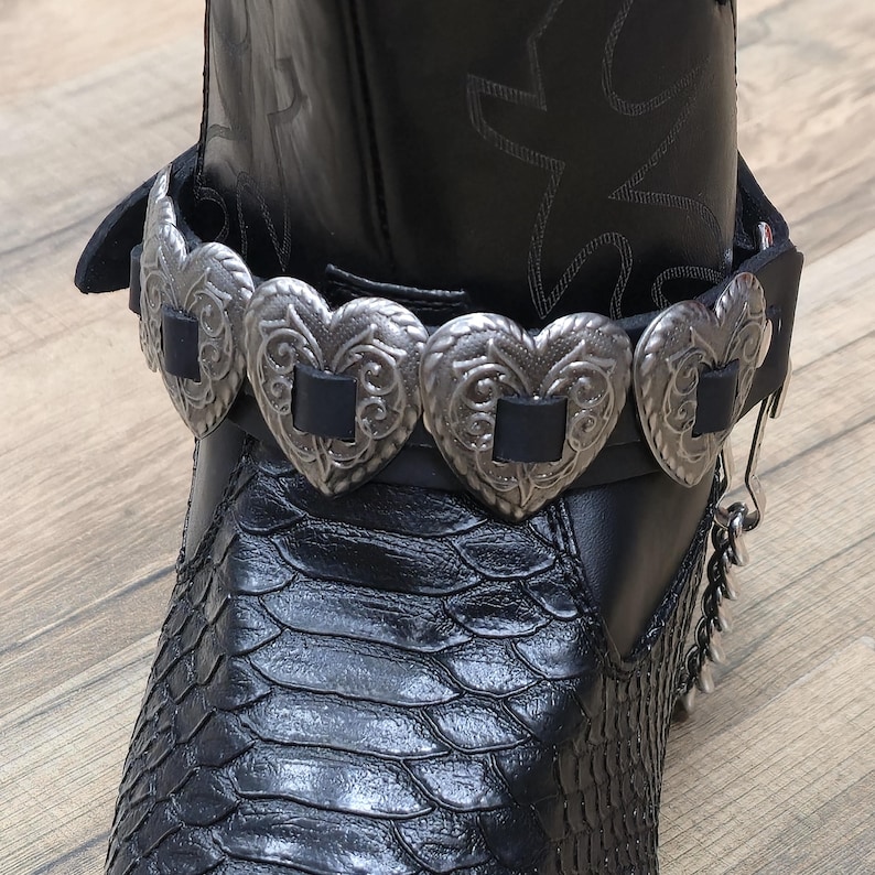 Heart Concho Leather Bootstrap Boot Harness Ring Chain Strap Shoe Strap ...